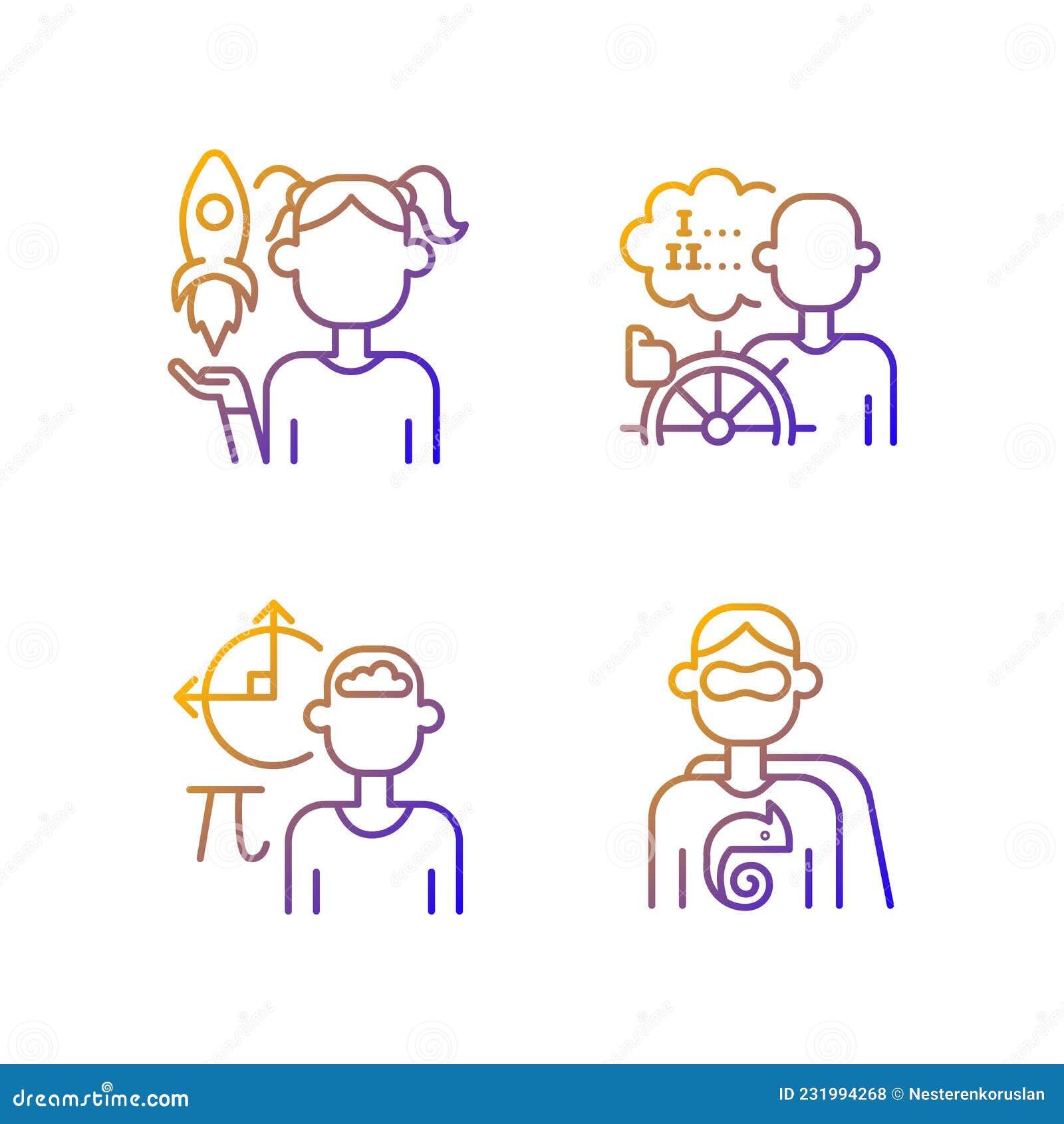 Kids Talents Gradient Linear Vector Icons Set Stock Vector ...