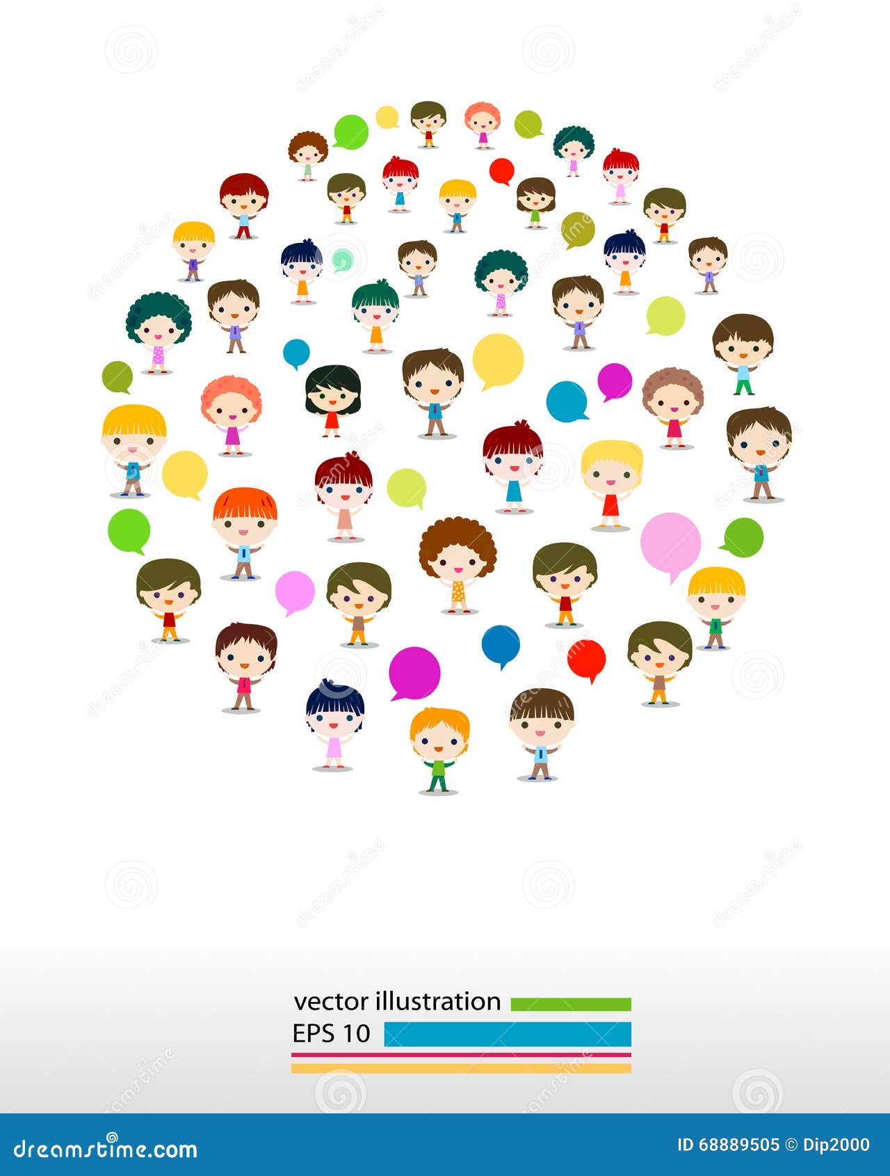 Kids talking stock vector. Illustration of cute, community - 68889505