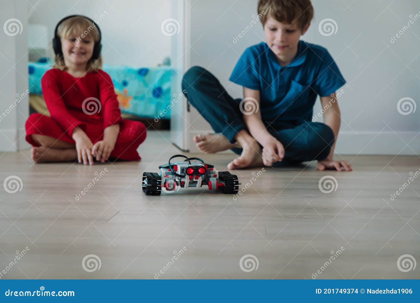 Kids Testing Robot they Built at Home, STEM for Kids Stock Photo ...
