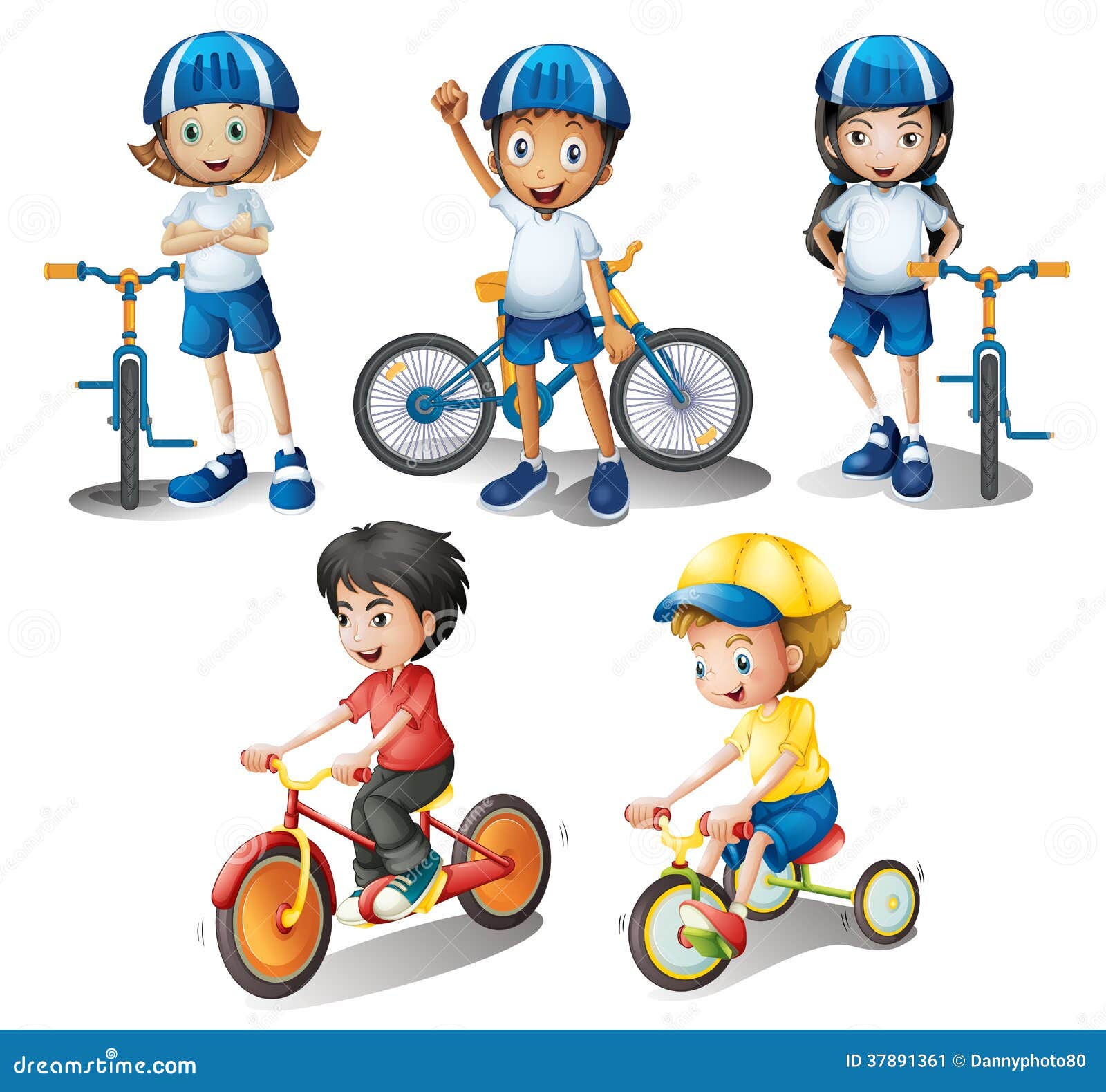 Kids with their bikes stock vector. Illustration of biking - 37891361