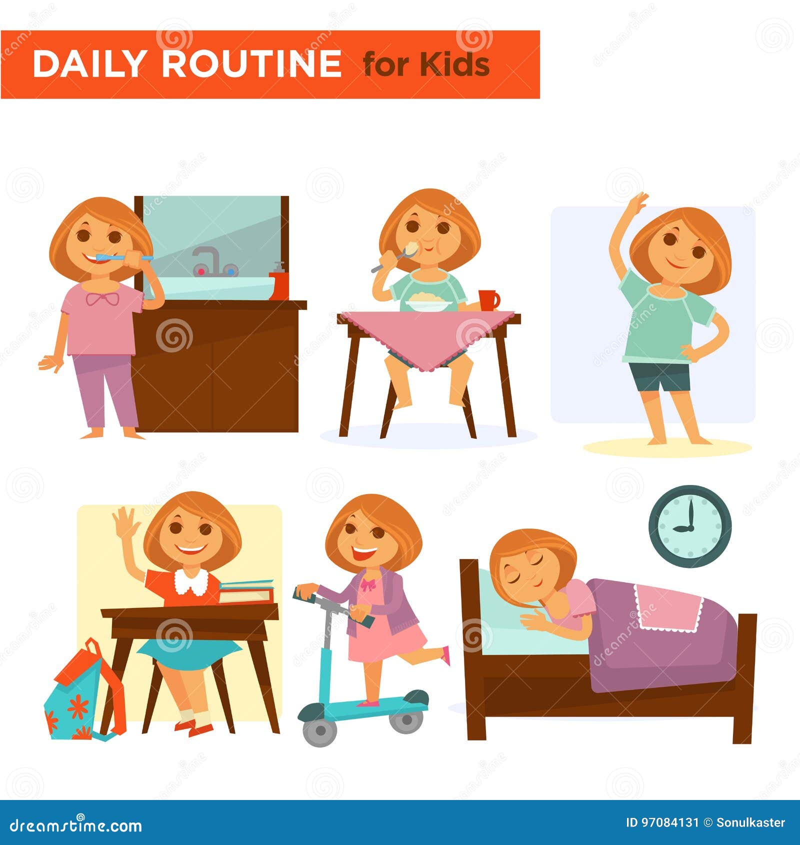 Kids on their daily goings stock vector. Illustration of school - 97084131