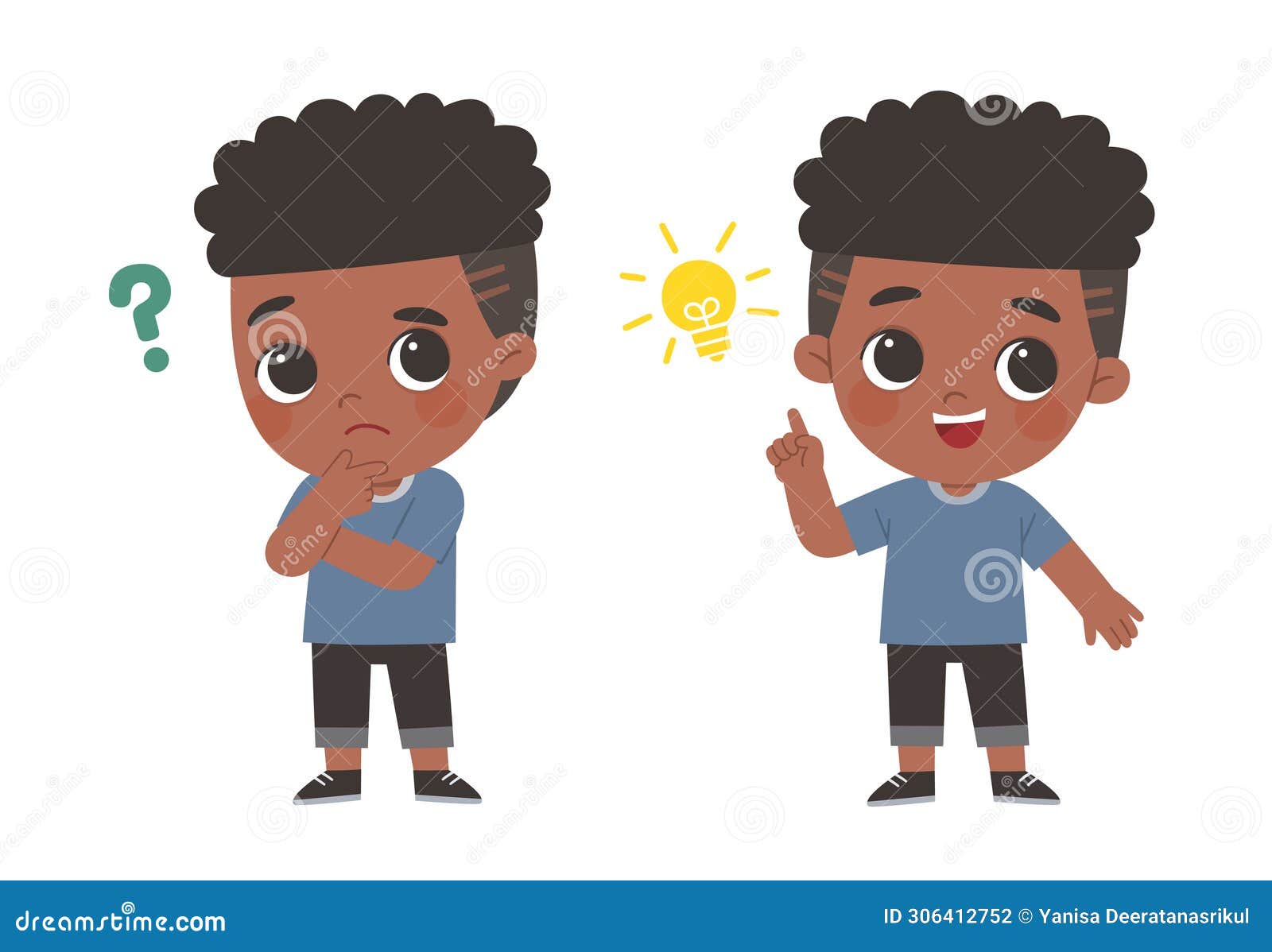 Kids Thinking Idea. Boy Posing Question and Inspiration Stock ...