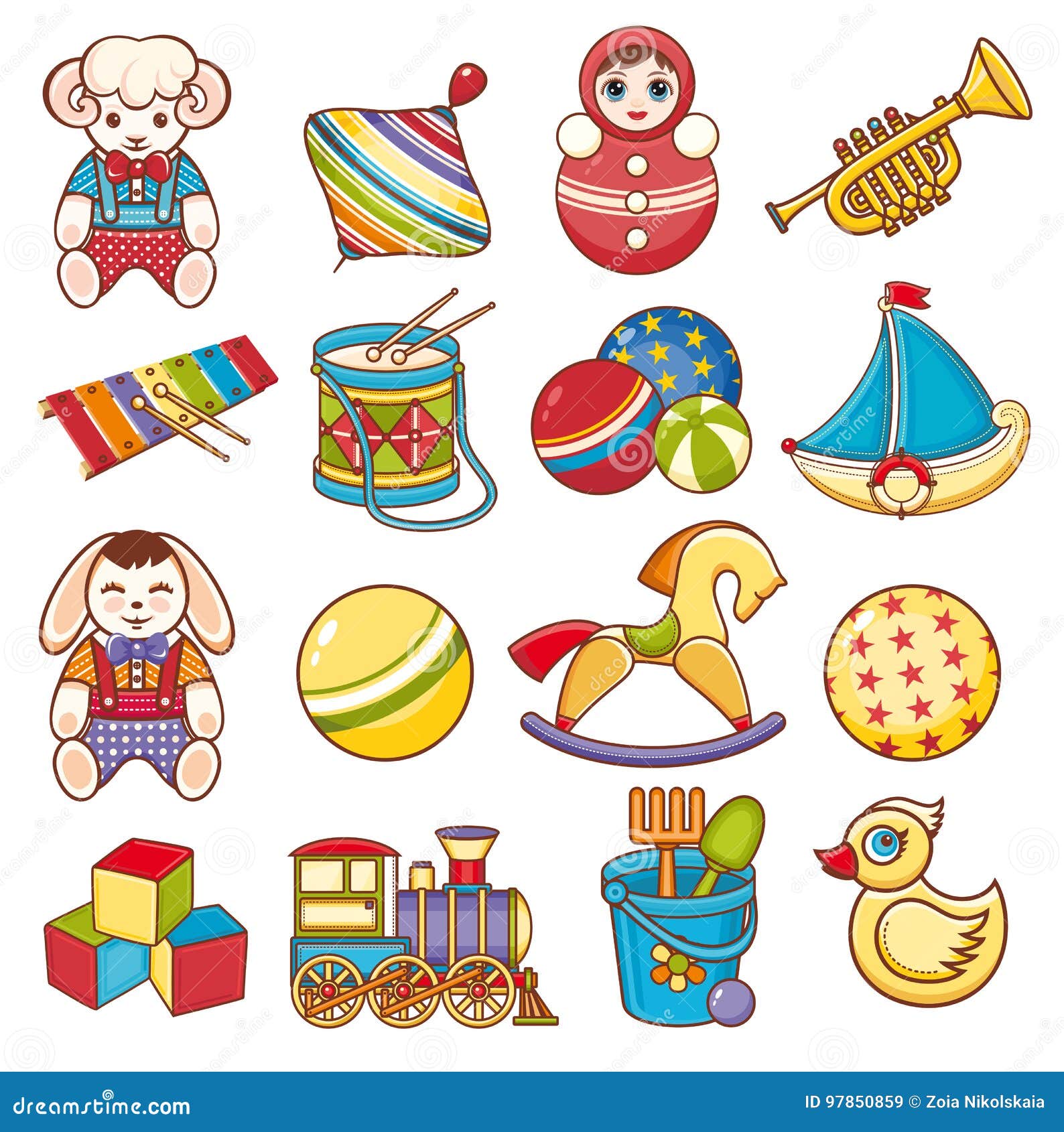 Kids Toy Set. Baby Background Stock Vector - Illustration of drum, pack ...