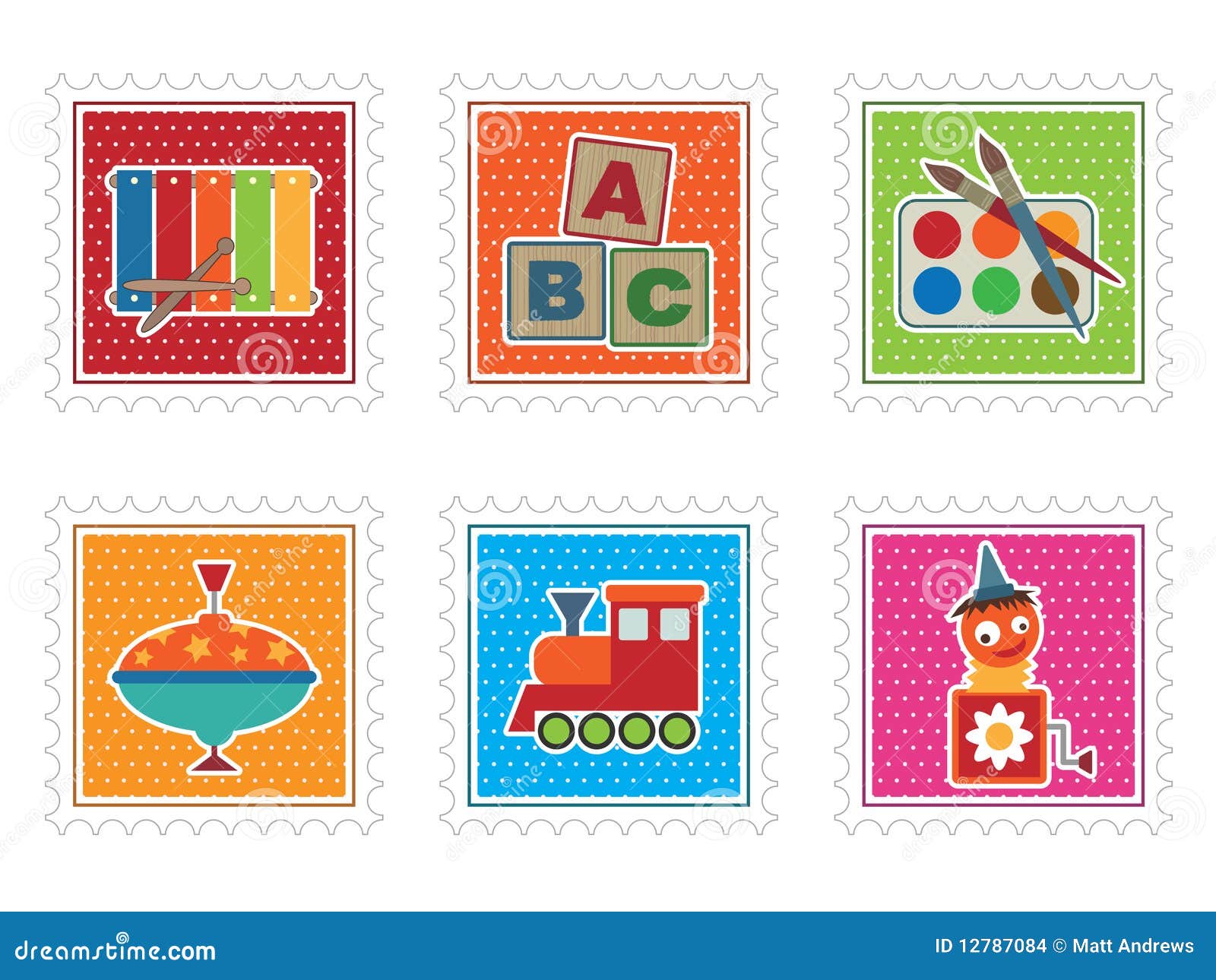 Kids toy stamps stock vector. Illustration of icon, toddler - 12787084
