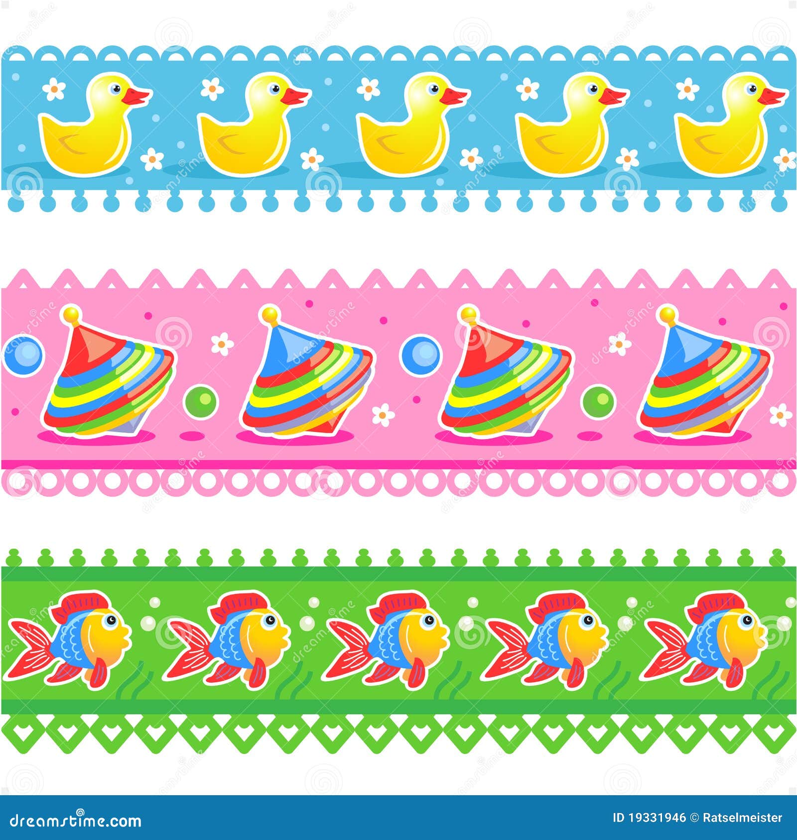 Kids Toys Borders Seamless Patterns Stock Vector - Illustration of baby ...