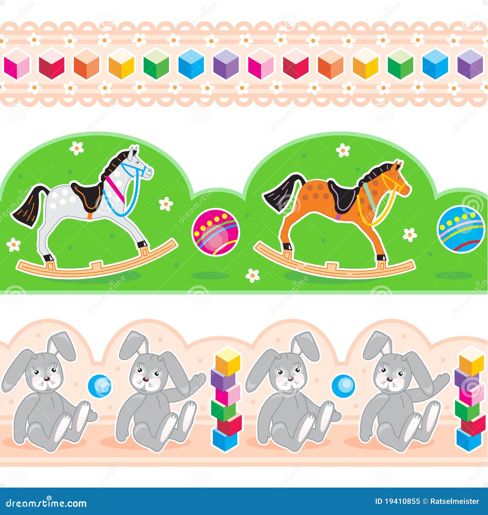 Kids Toys Borders Seamless Patterns Stock Vector - Illustration of ...