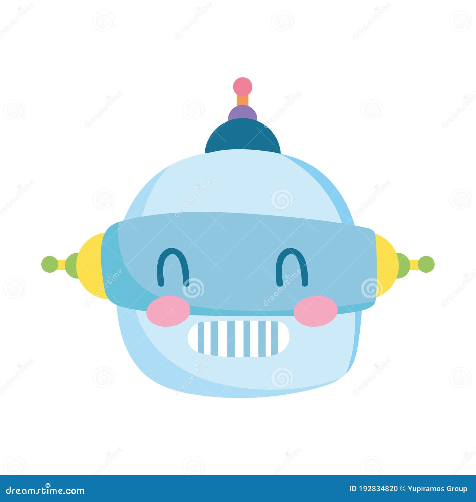 Kids Toys Robot Head Cartoon Isolated Icon Design White Background ...