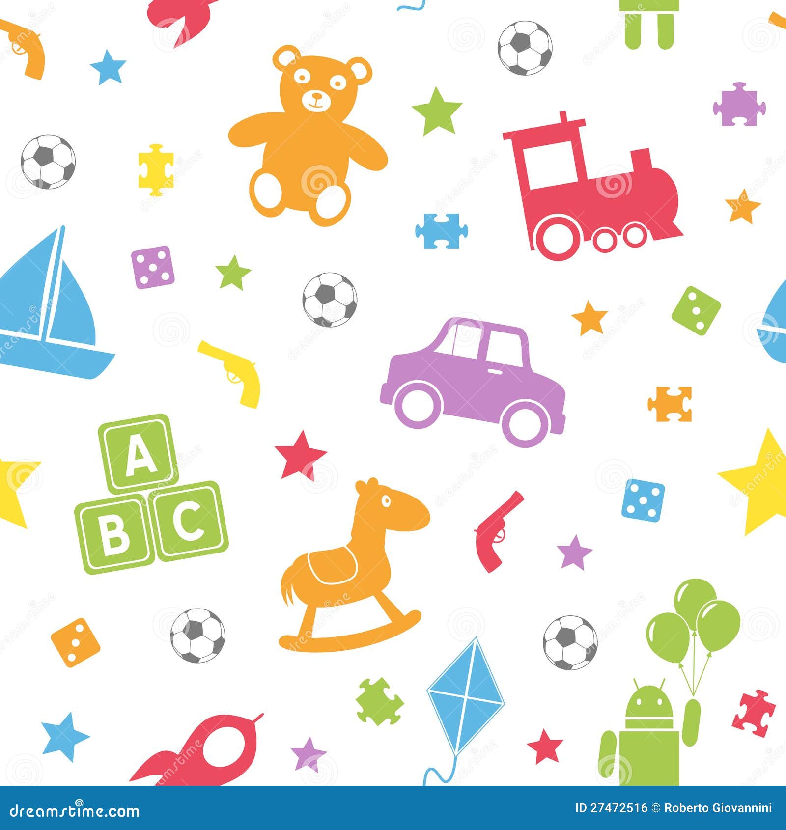 Kids Toys Seamless Pattern [1] Stock Vector - Illustration of abstract ...