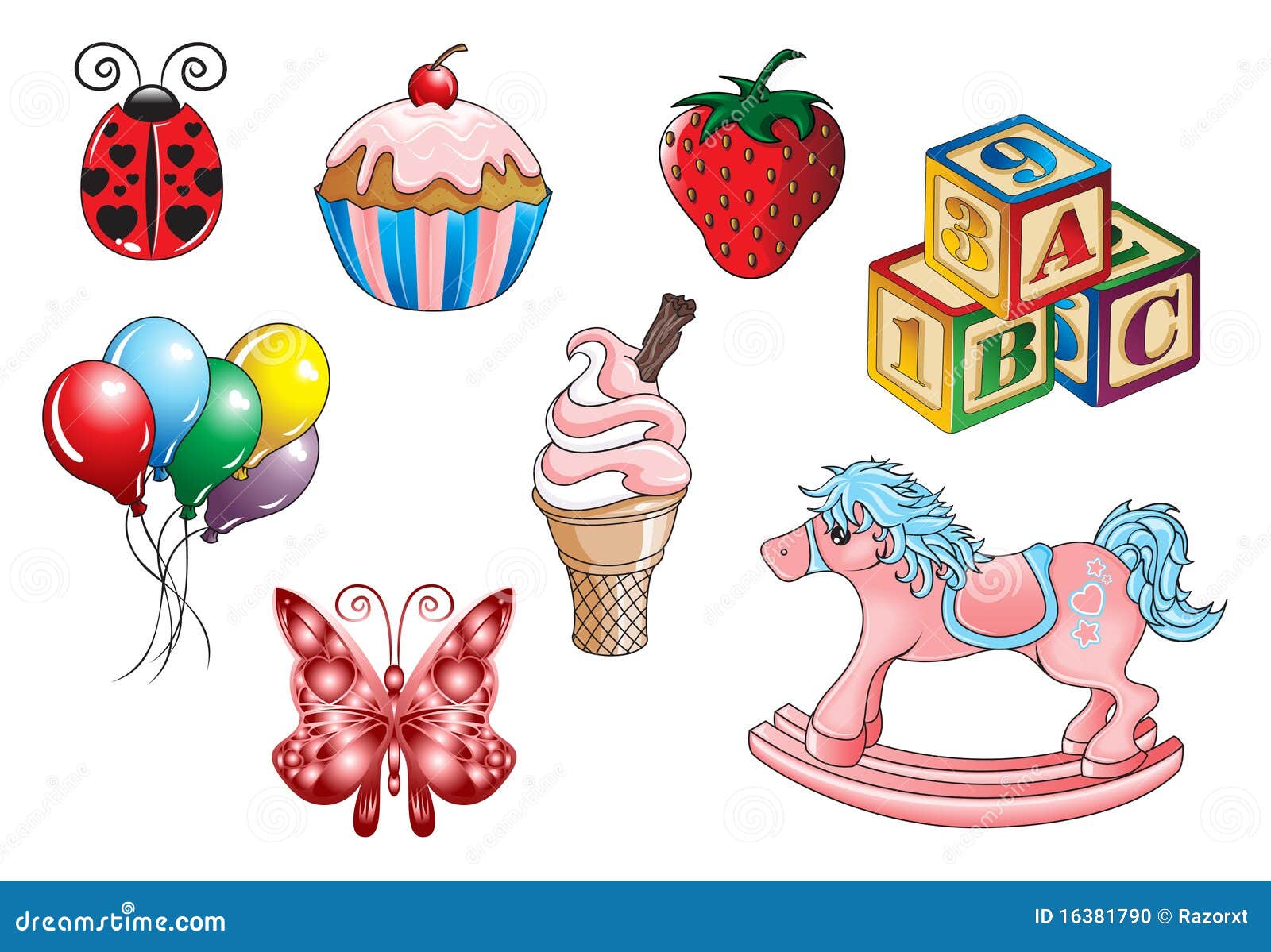 Kids Toys Sweets stock vector. Illustration of play, strawberry - 16381790