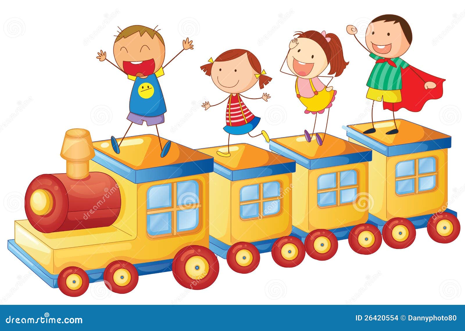 Kids on a train stock vector. Illustration of cartoon - 26420554