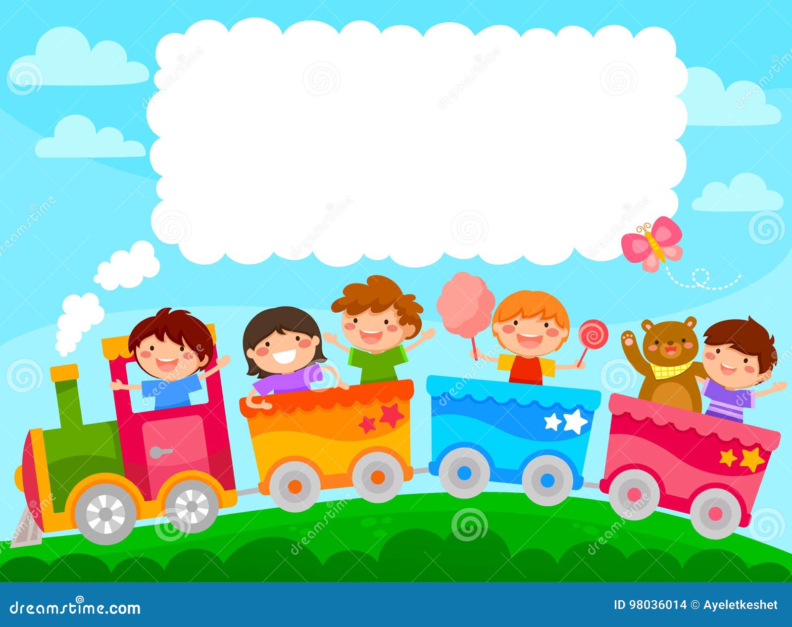 Kids in a Train with Copy Text Stock Vector - Illustration of excited ...