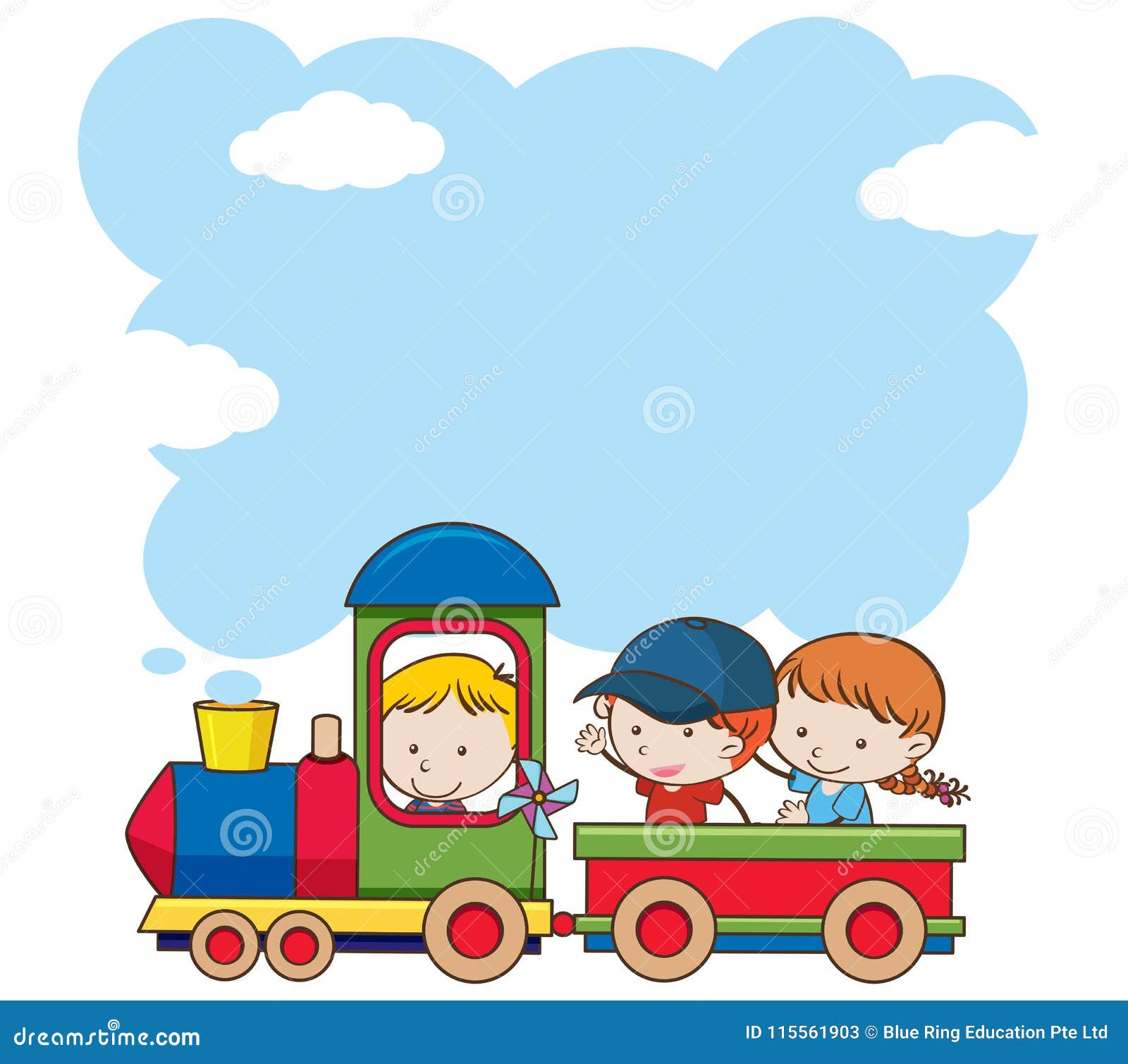 Kids on Train on White Background Stock Illustration - Illustration of ...