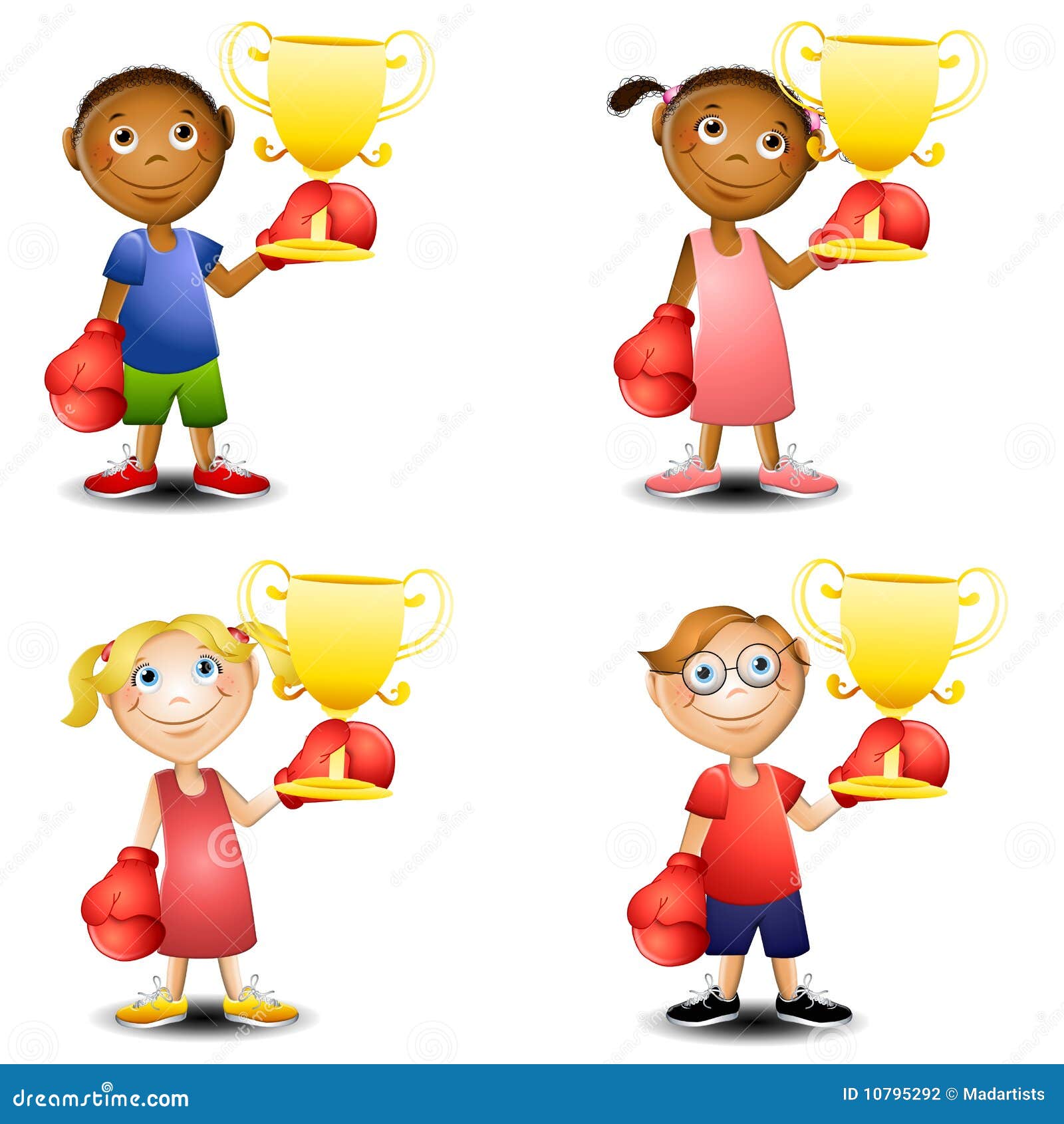 Kids Trophies Boxing Gloves Stock Illustration - Illustration of ...