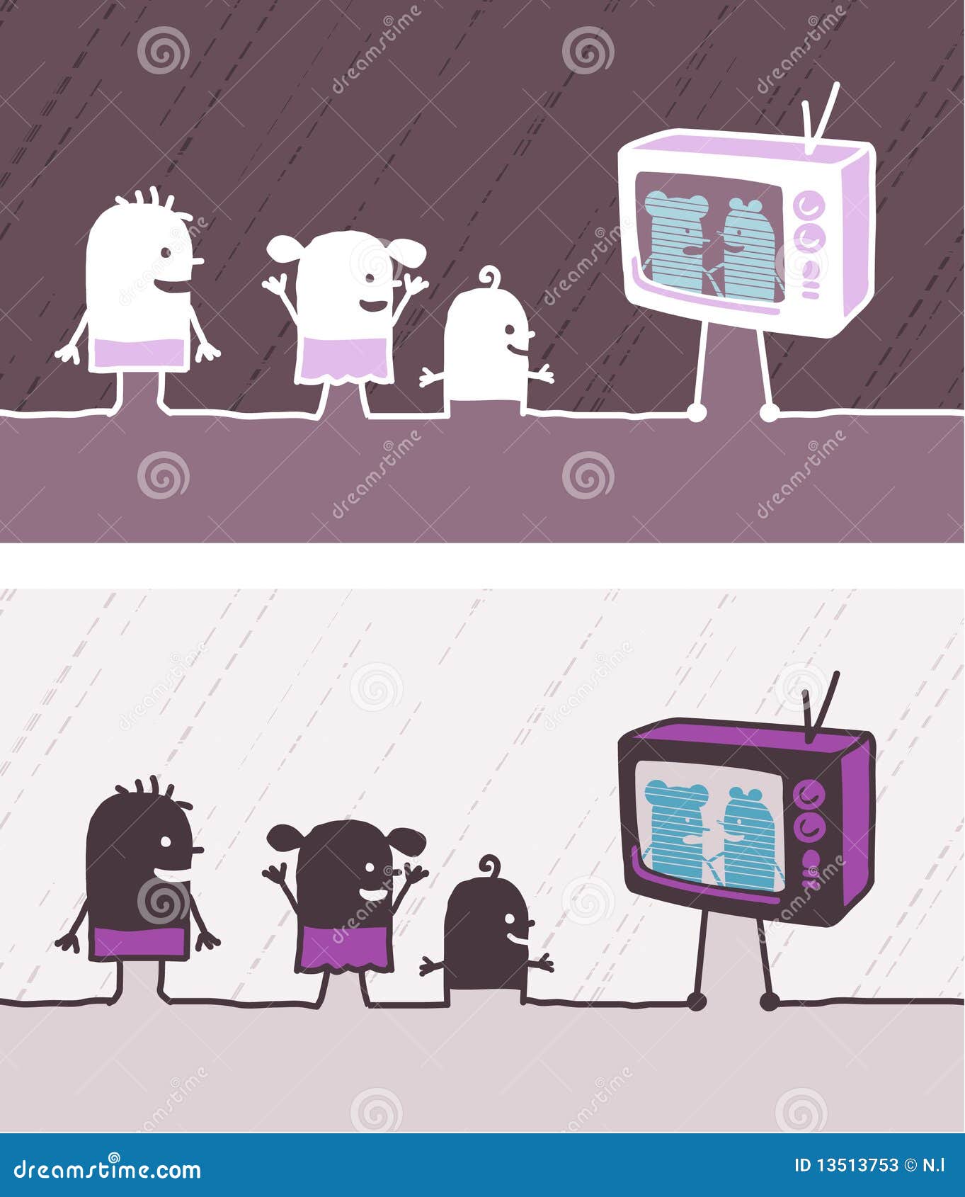 Kids & TV Colored Cartoon Stock Vector - Illustration of happy, play ...