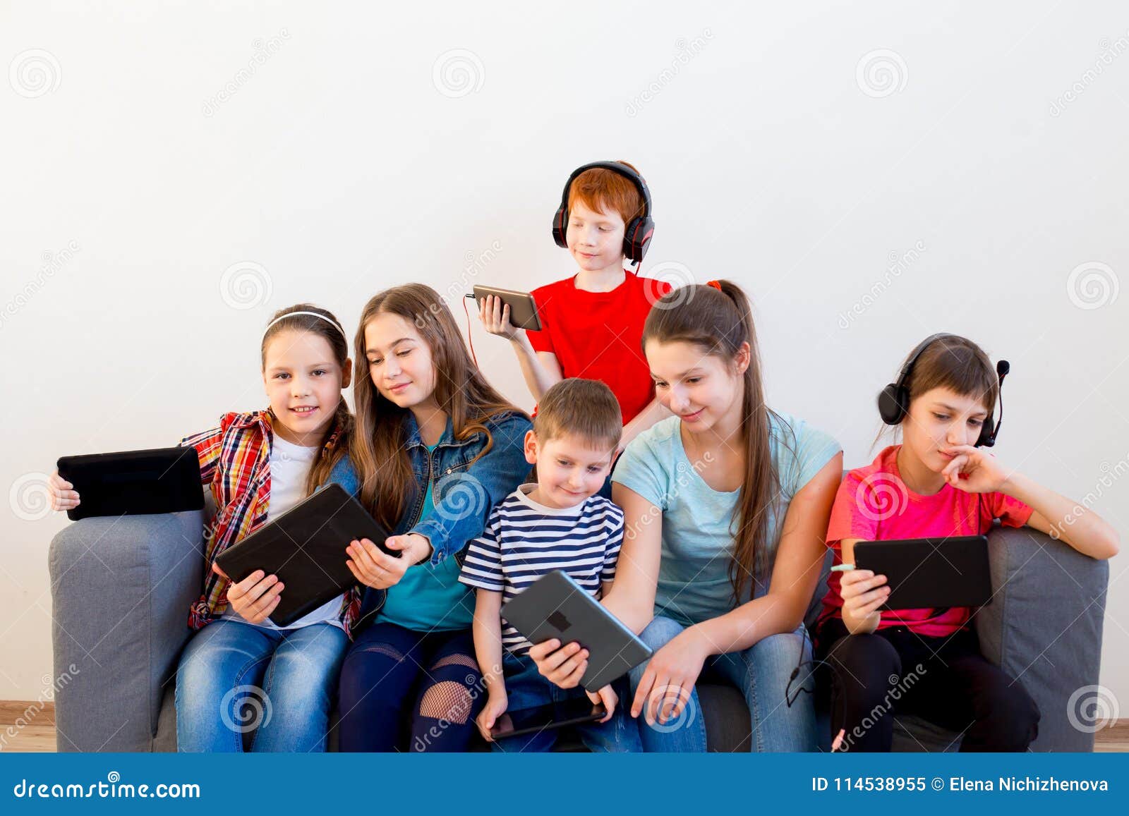 Kids Using Different Gadgets Stock Image - Image of education, indoors ...