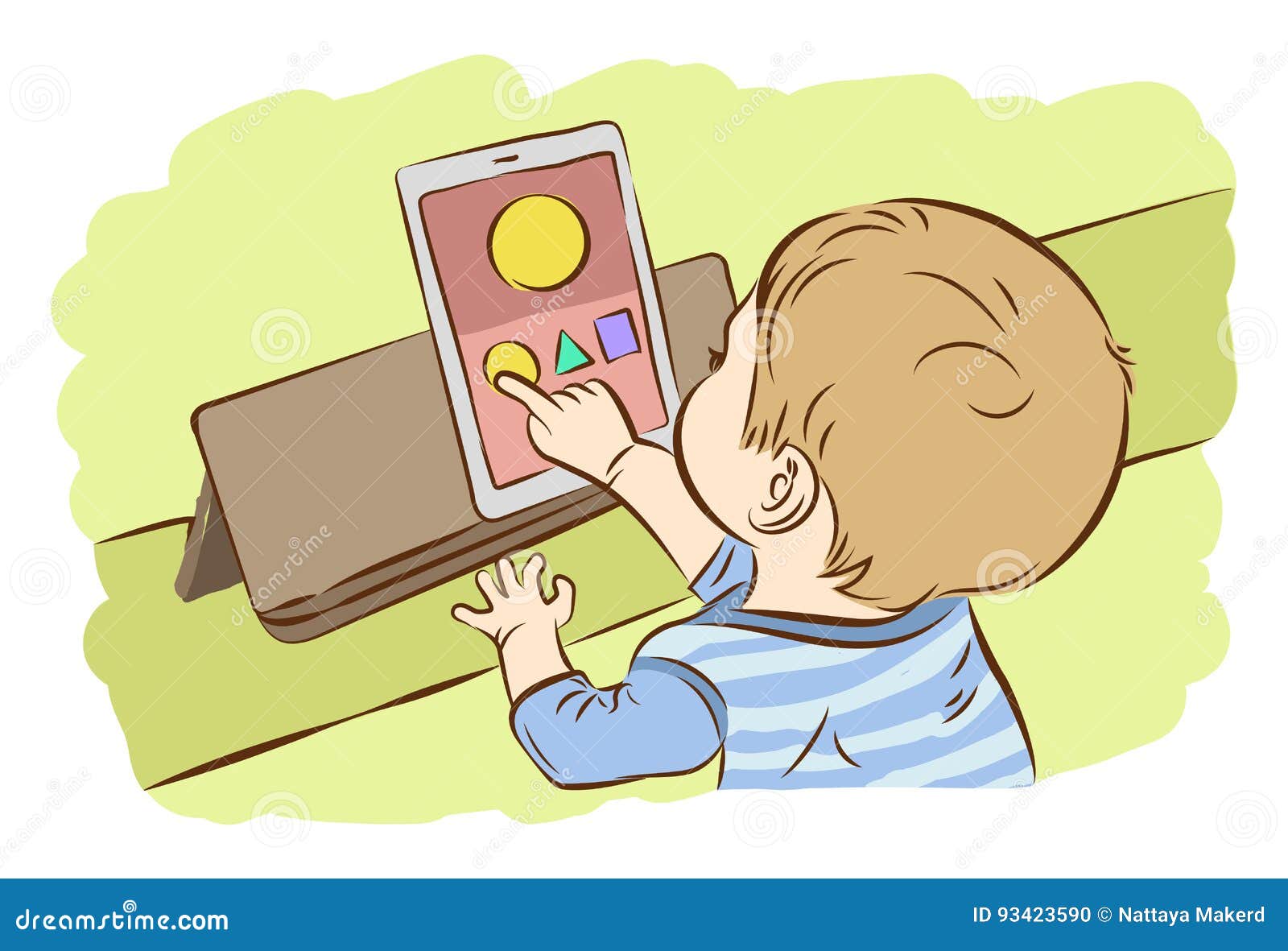 Kids Using Digital Tablet for Playing Game. Stock Vector - Illustration ...