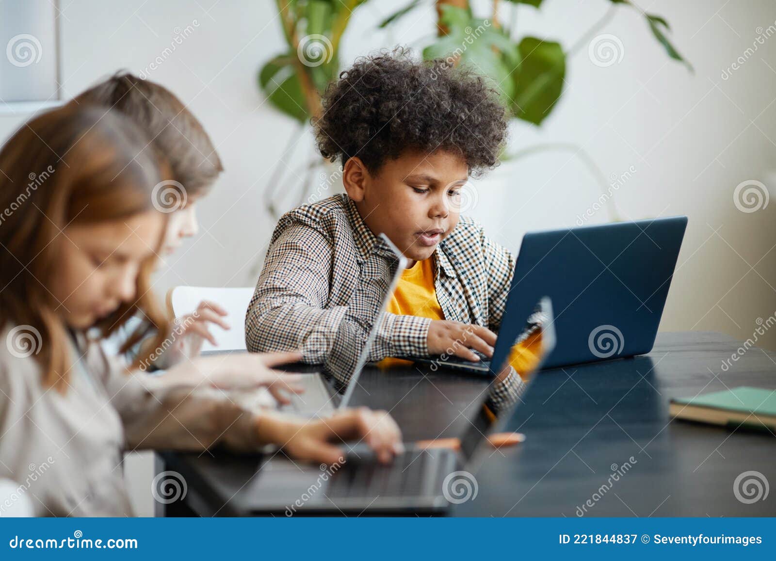 Kids Using Laptops in Class Stock Image - Image of laptop, cute: 221844837