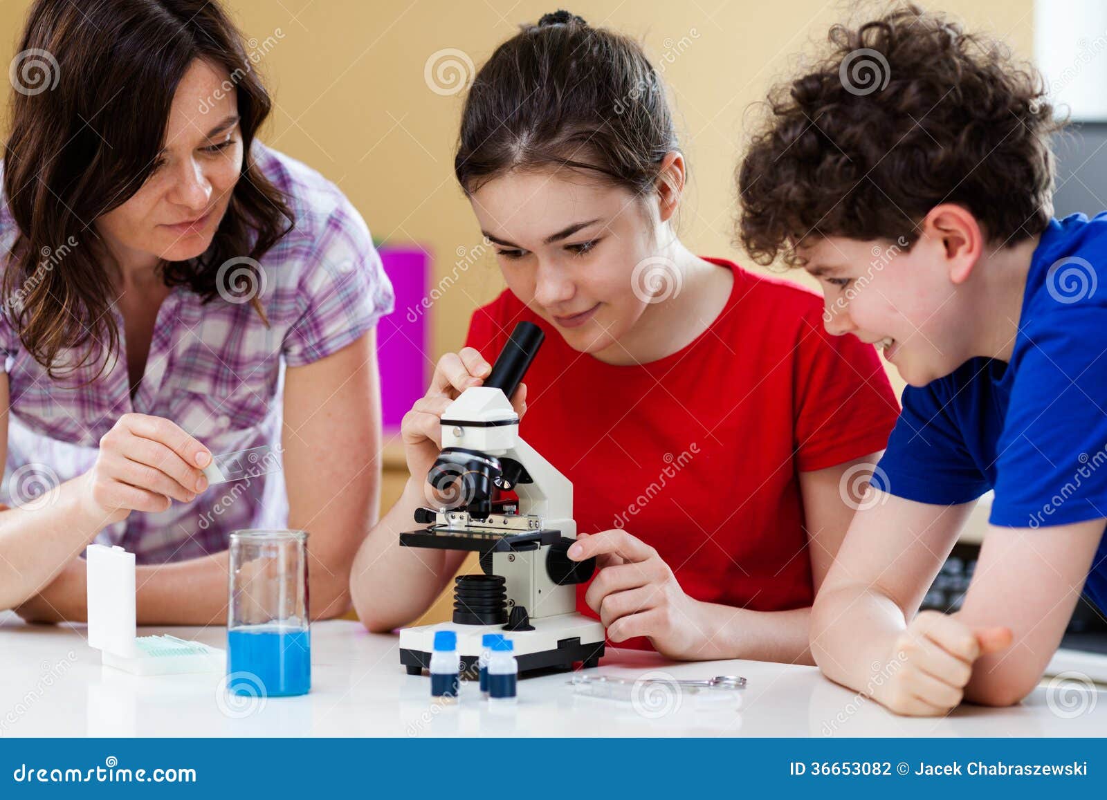 Kids using microscope stock photo. Image of look, discovery - 36653082