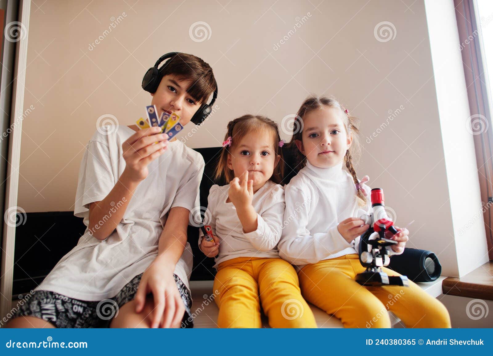 Kids Using Microscope Learning Science Class at Home Stock Image ...