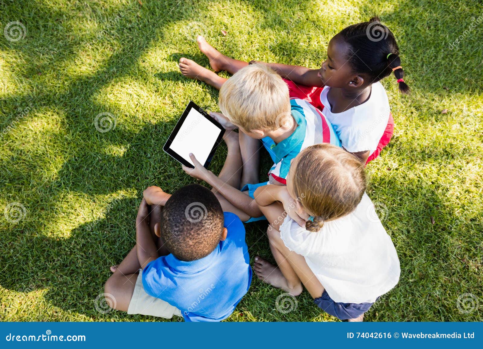 Kids Using Technology during a Sunny Day Stock Photo - Image of nature ...