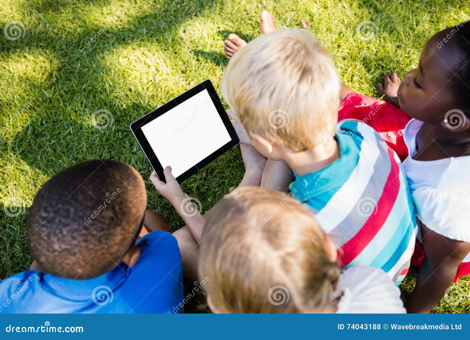 Kids Using Technology during a Sunny Day Stock Photo - Image of nature ...
