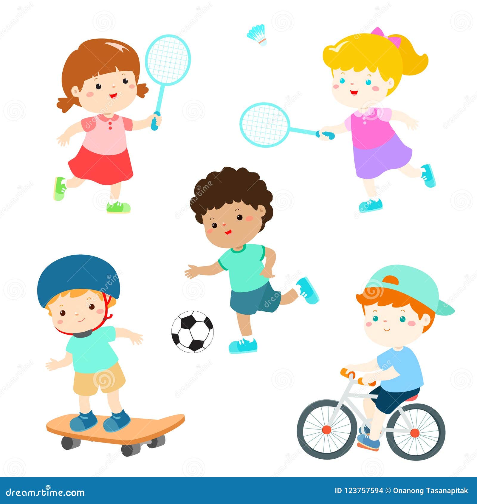 Kids in Various Sport Activity Vector Stock Vector - Illustration of ...