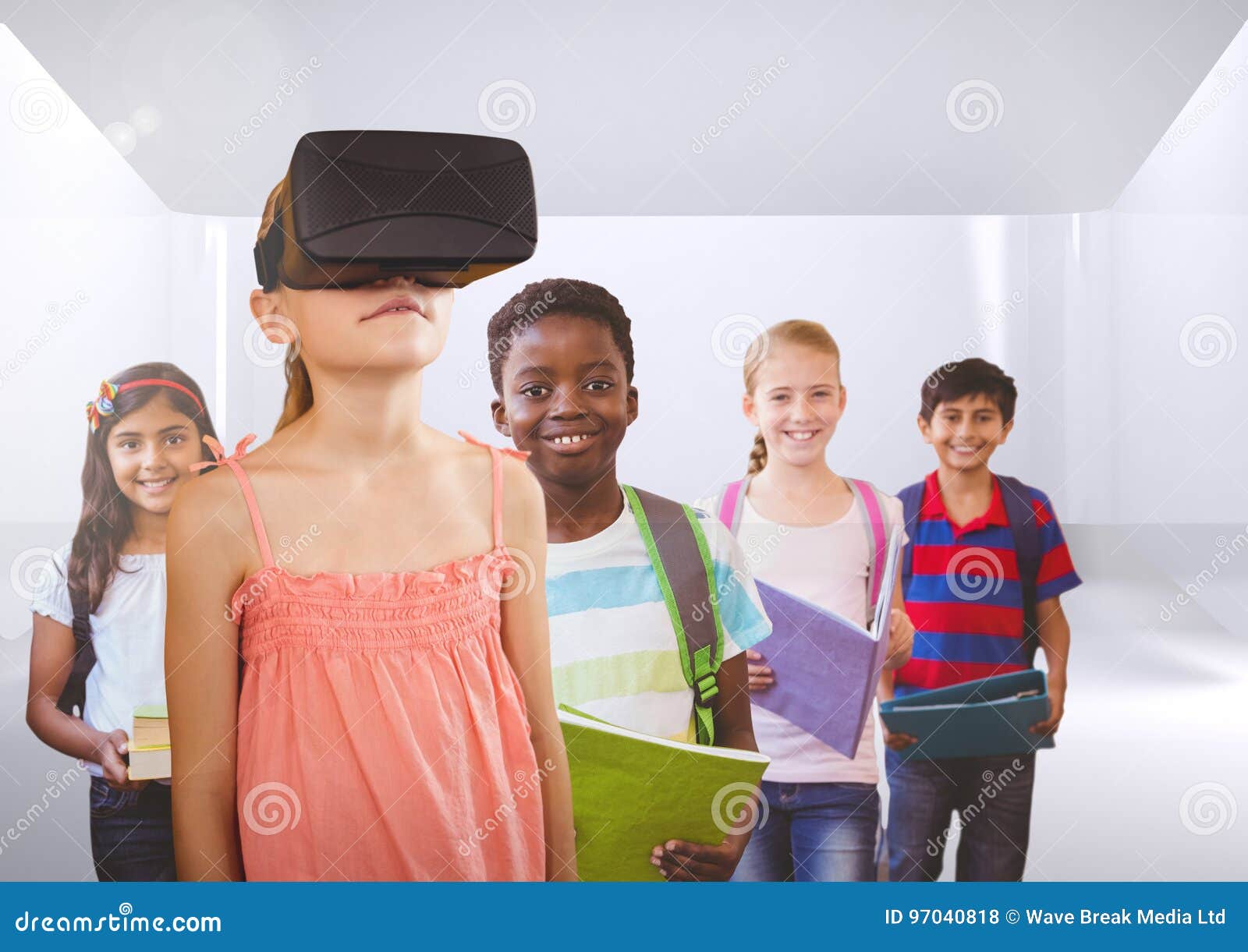 Kids with VR Headset in Room Stock Photo - Image of concentrated ...