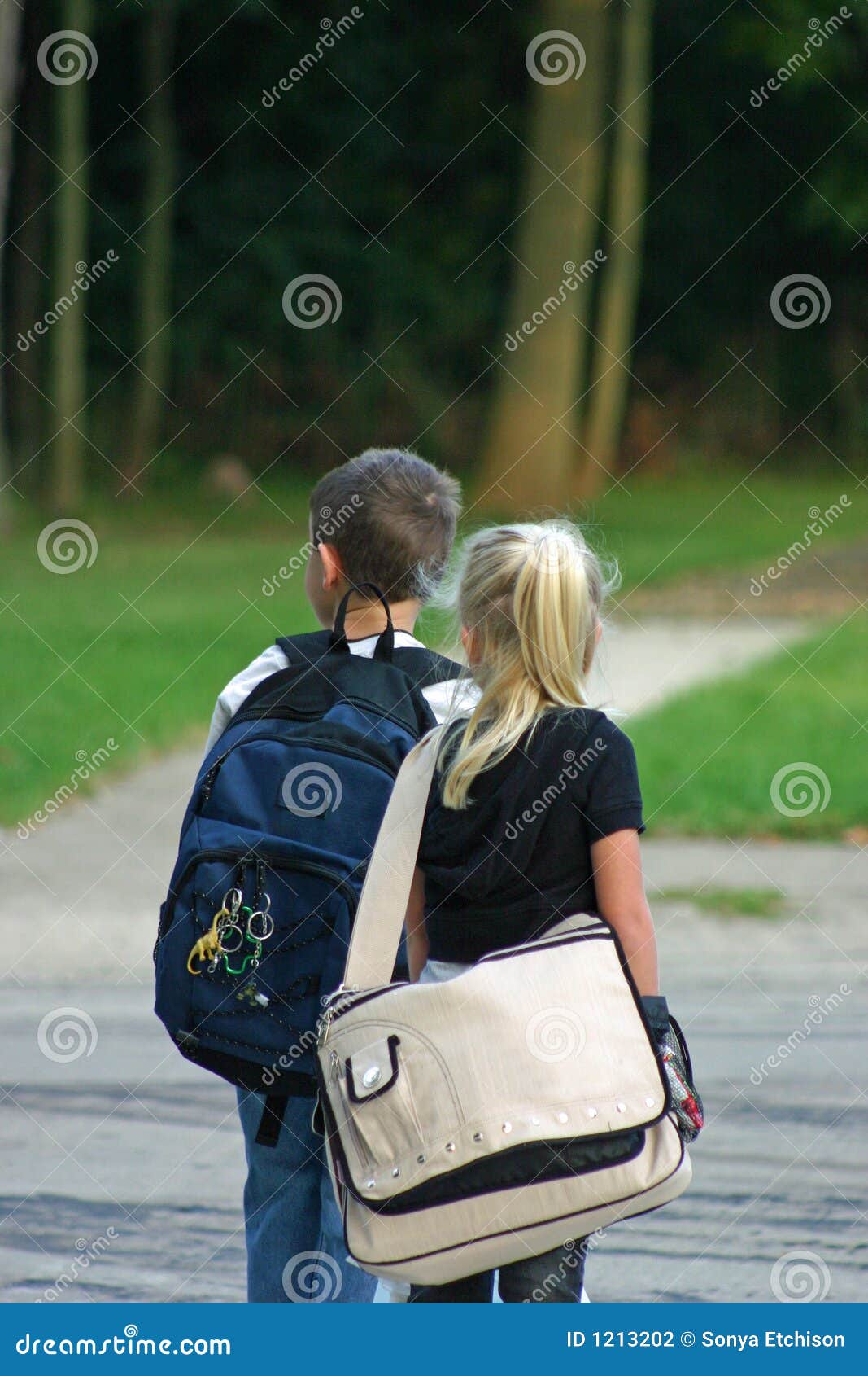 Kids Waiting on Bus stock photo. Image of fall, girls - 1213202
