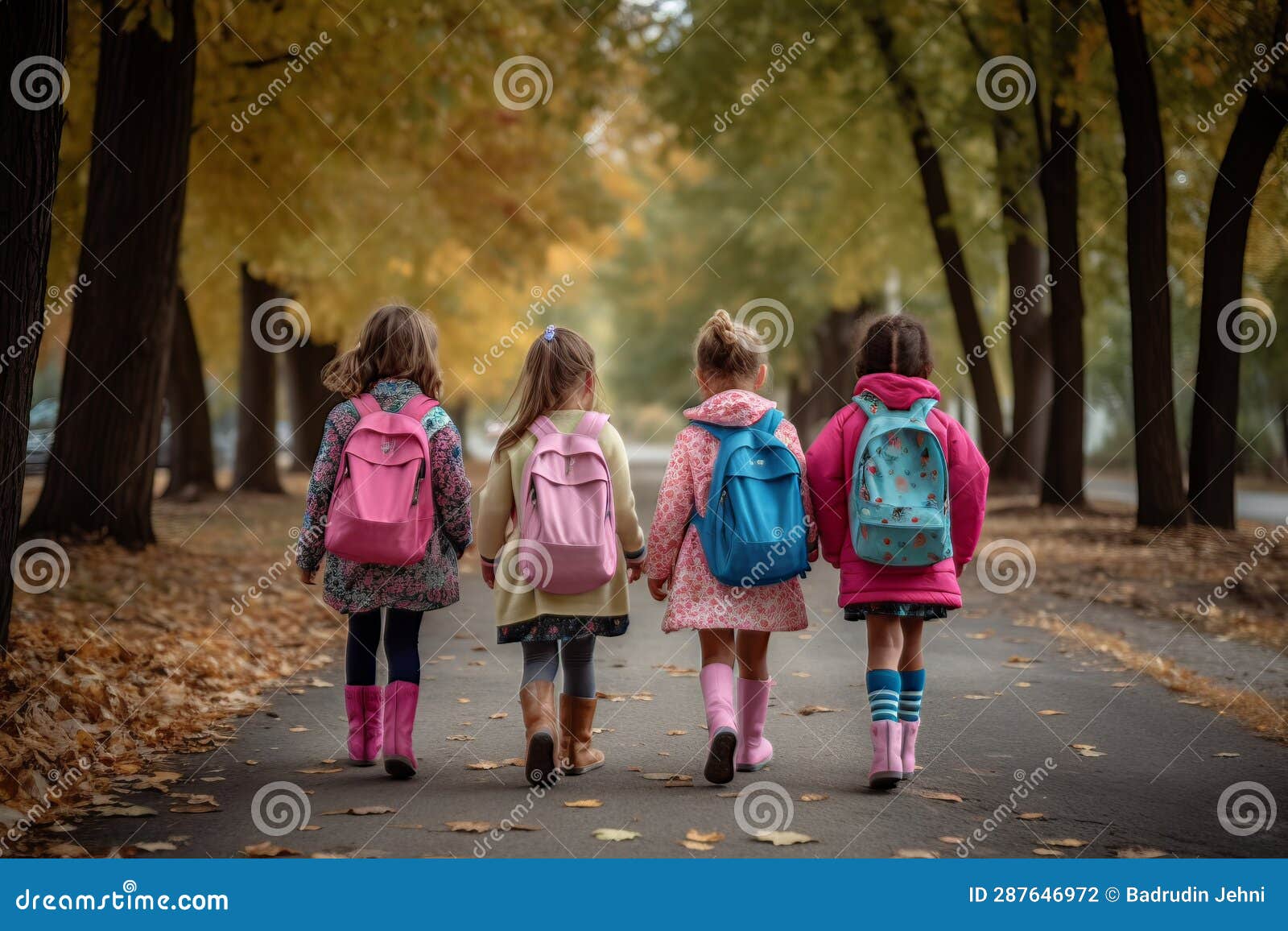 Kids Walking Back from School Stock Illustration - Illustration of ...