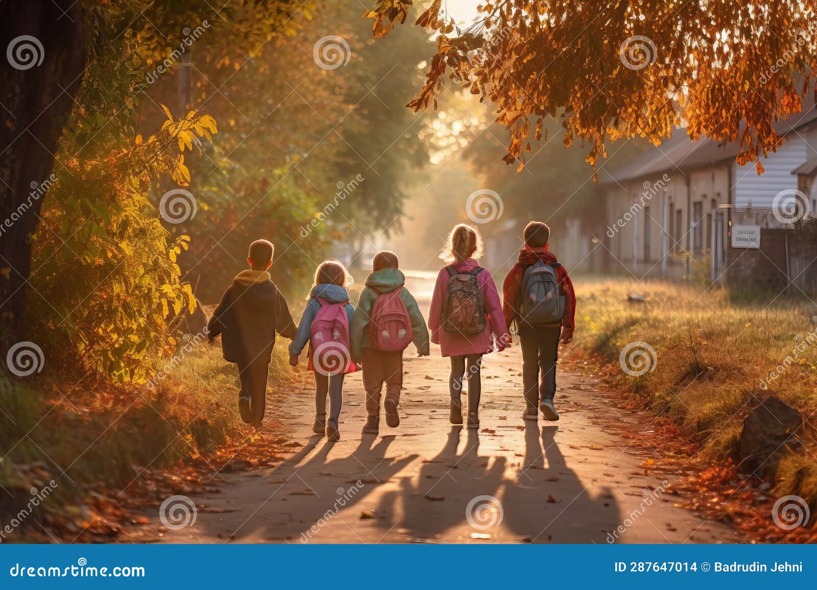 Kids Walking Back from School Stock Illustration - Illustration of ...