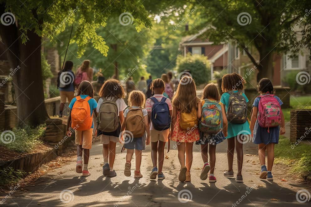 Kids Walking Back from School Stock Illustration - Illustration of ...