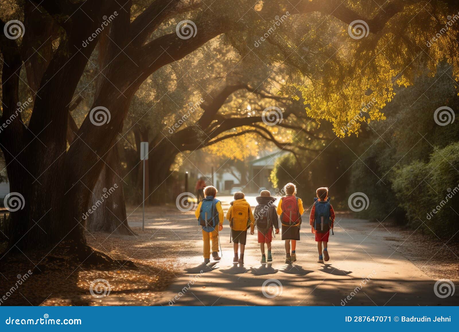 Kids Walking Back from School Stock Illustration - Illustration of ...