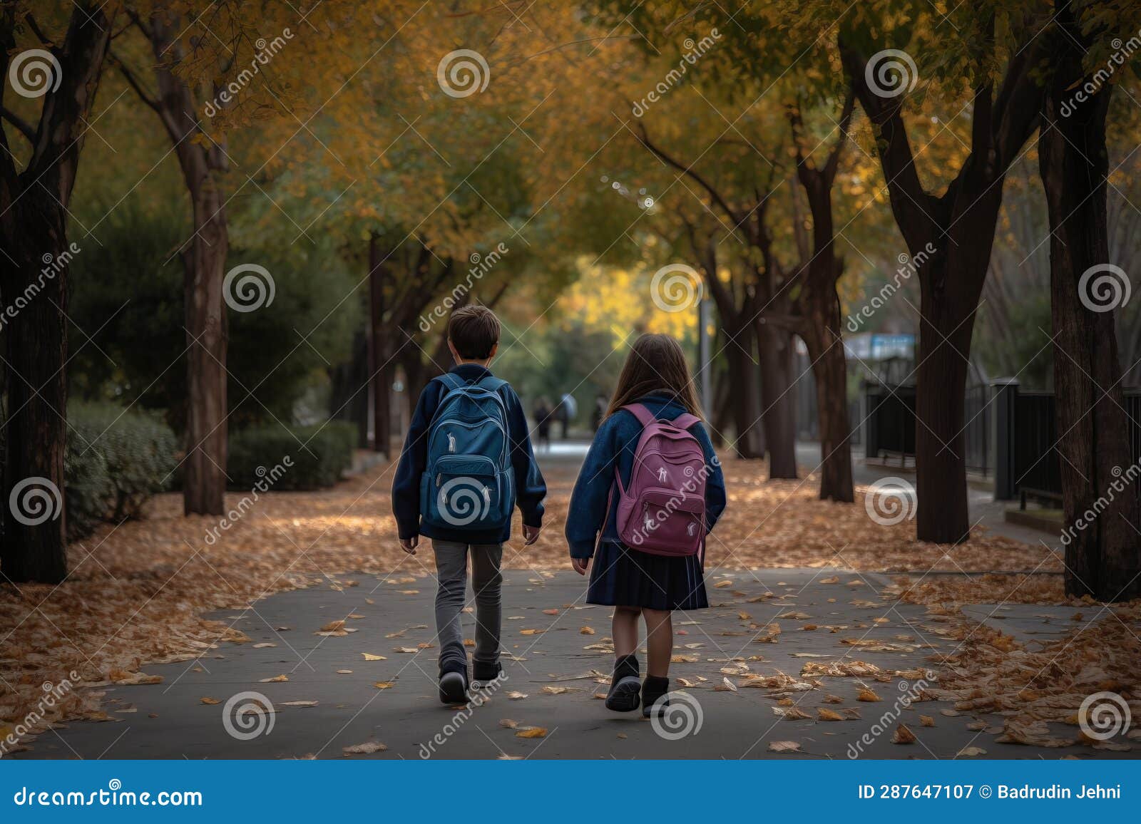 Kids Walking Back from School Stock Illustration - Illustration of walk ...