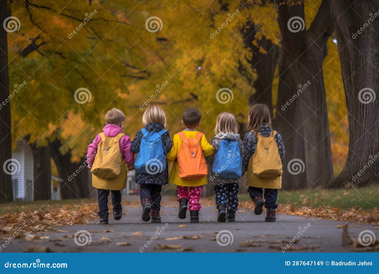 Kids Walking Back from School Stock Illustration - Illustration of ...