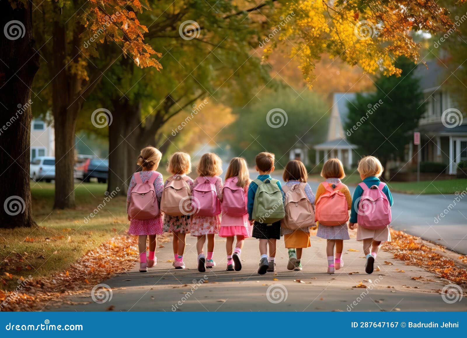 Kids Walking Back from School Stock Illustration - Illustration of ...