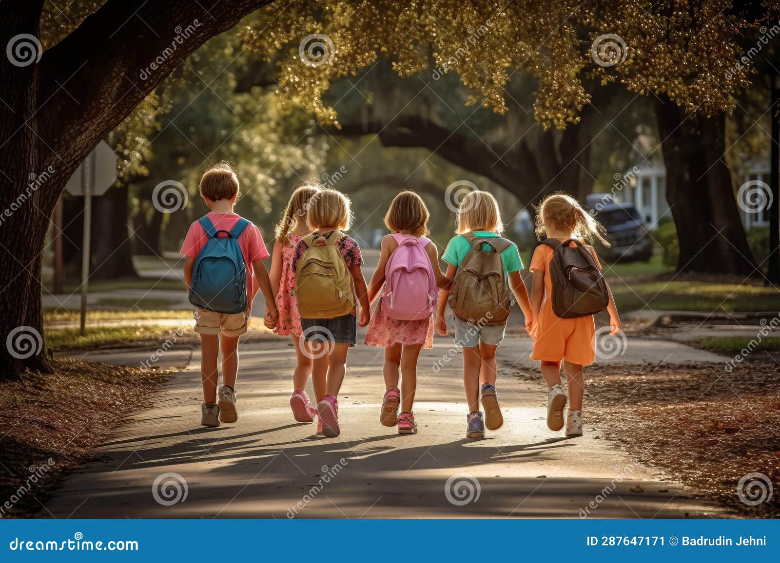 Kids Walking Back from School Stock Illustration - Illustration of walk ...