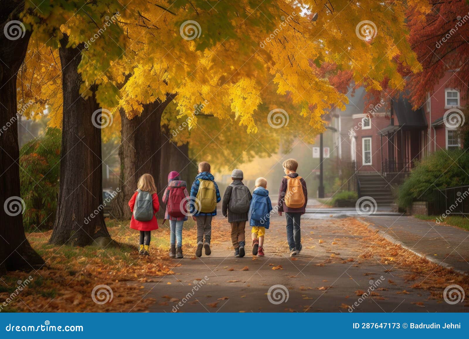Kids Walking Back from School Stock Illustration - Illustration of ...