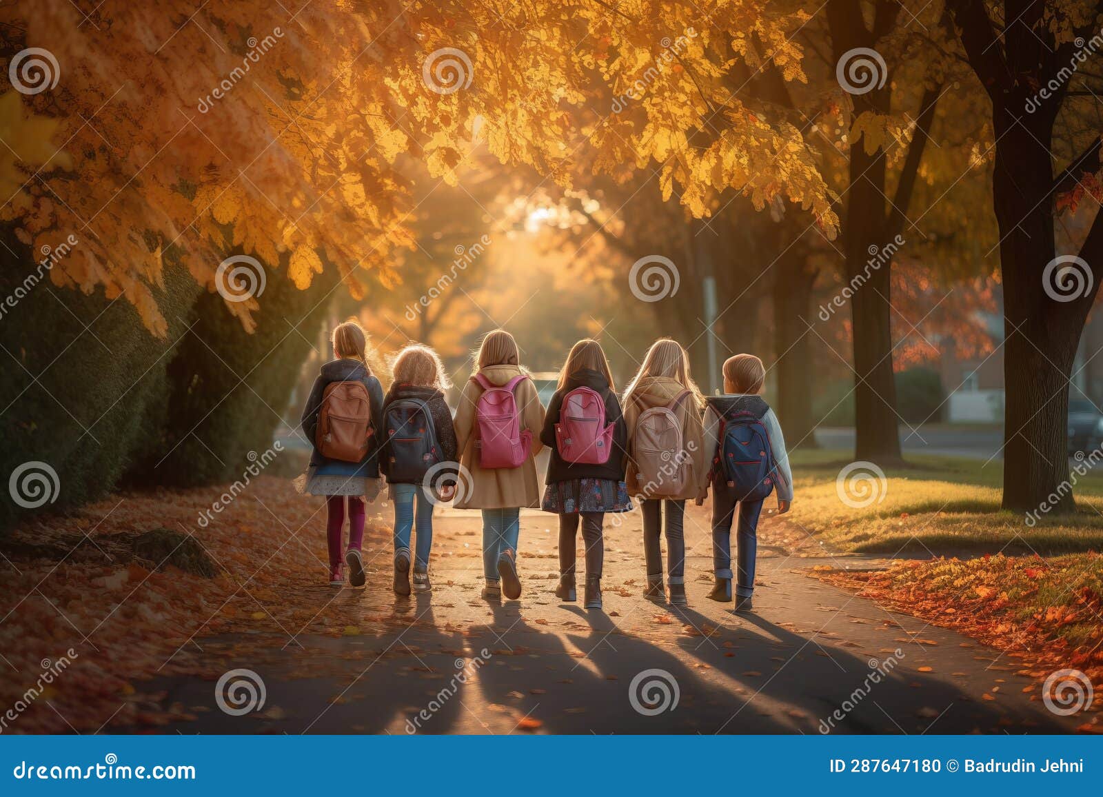 Kids Walking Back from School Stock Illustration - Illustration of ...