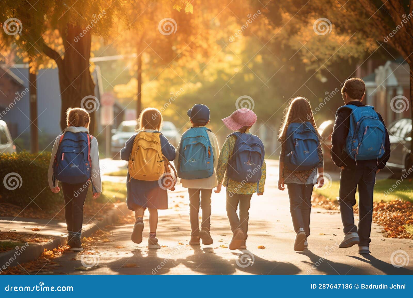 Kids Walking Back from School Stock Illustration - Illustration of ...