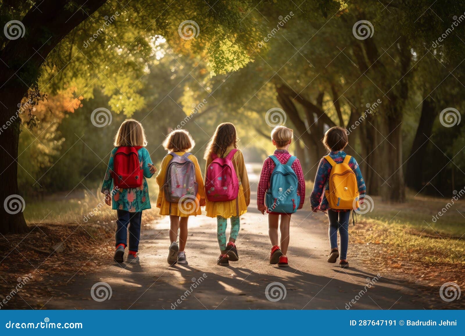Kids Walking Back from School Stock Illustration - Illustration of ...