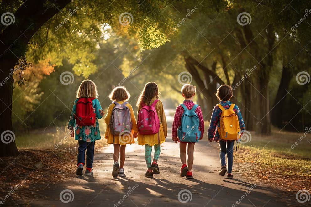 Kids Walking Back from School Stock Illustration - Illustration of ...