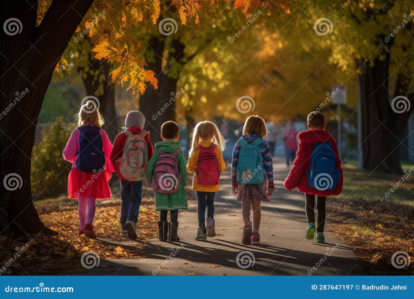 Kids Walking Back from School Stock Illustration - Illustration of ...