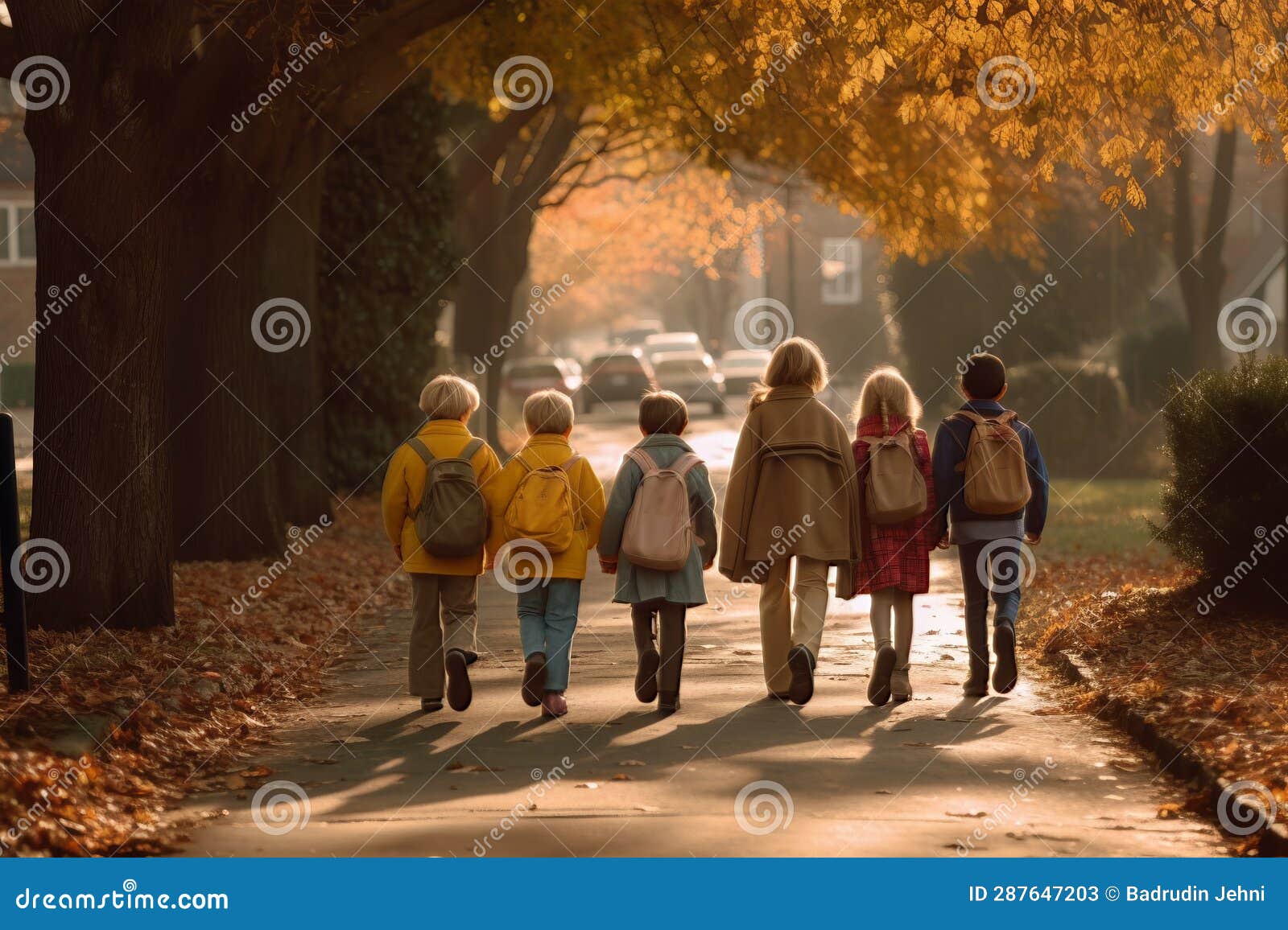 Kids Walking Back from School Stock Illustration - Illustration of ...