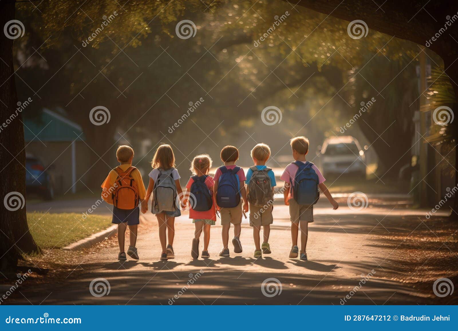 Kids Walking Back from School Stock Illustration - Illustration of ...