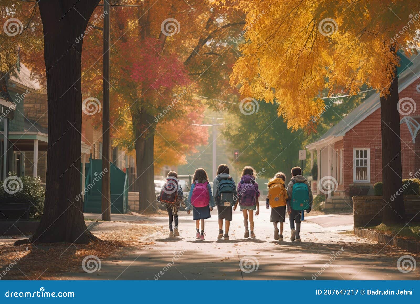 Kids Walking Back from School Stock Illustration - Illustration of ...
