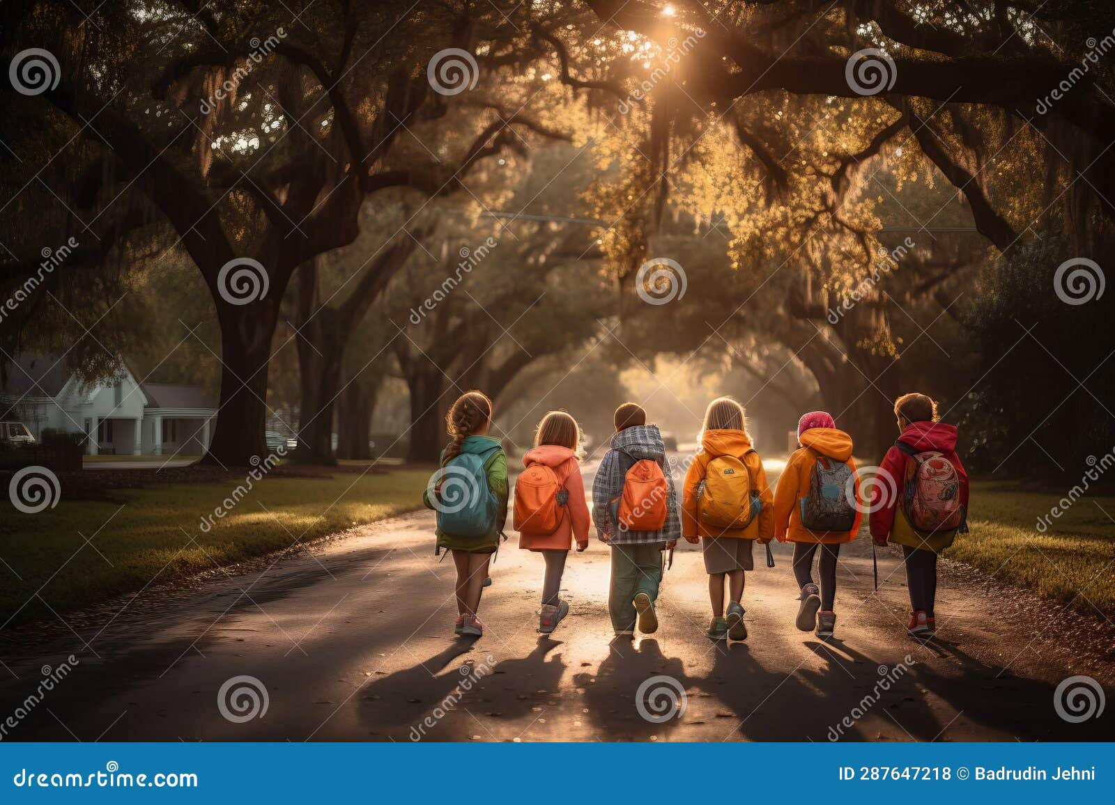 Kids Walking Back from School Stock Illustration - Illustration of ...