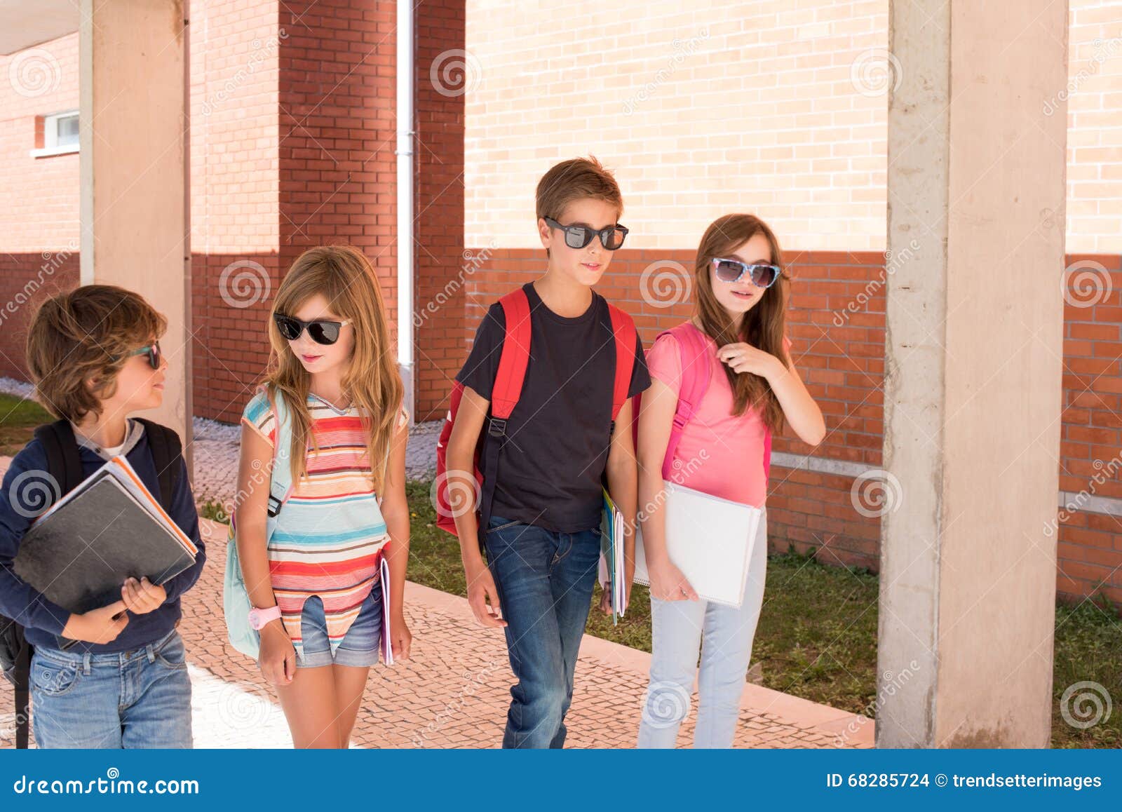 Kids Walking at School Campus Stock Photo - Image of class, college ...