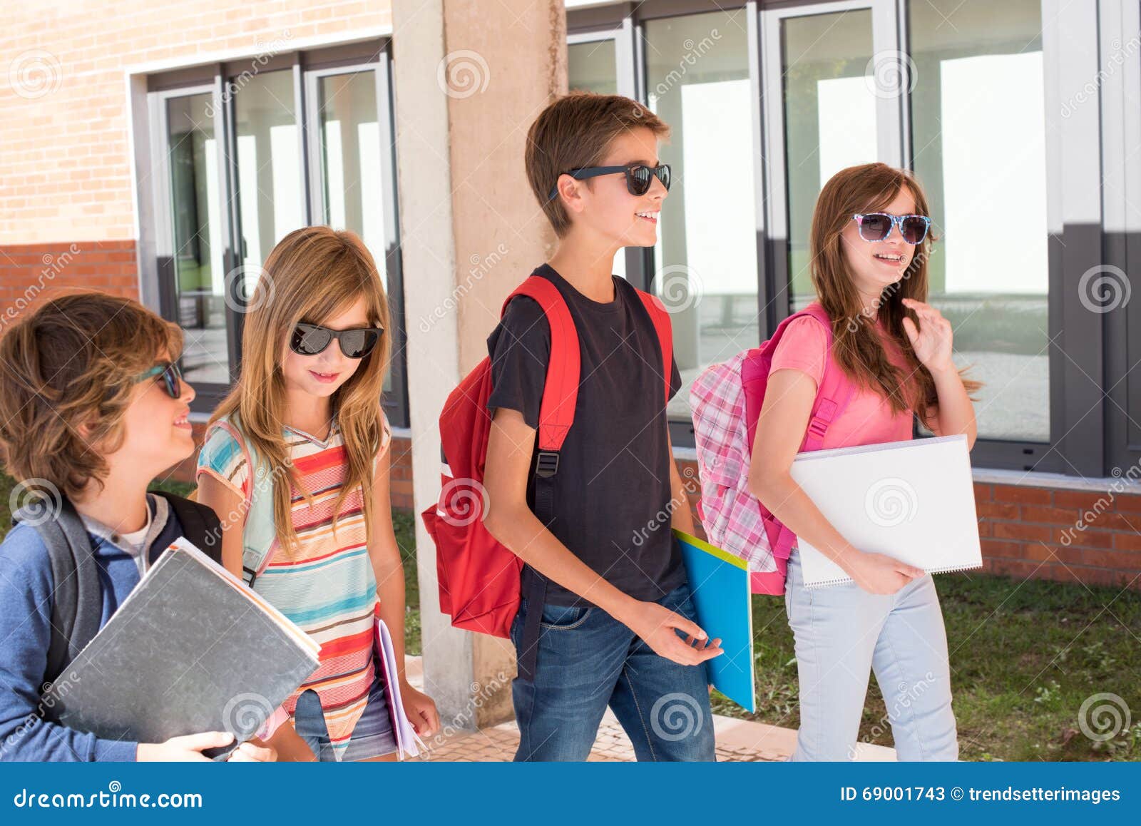 Kids Walking at School Campus Stock Image - Image of casual, outside ...