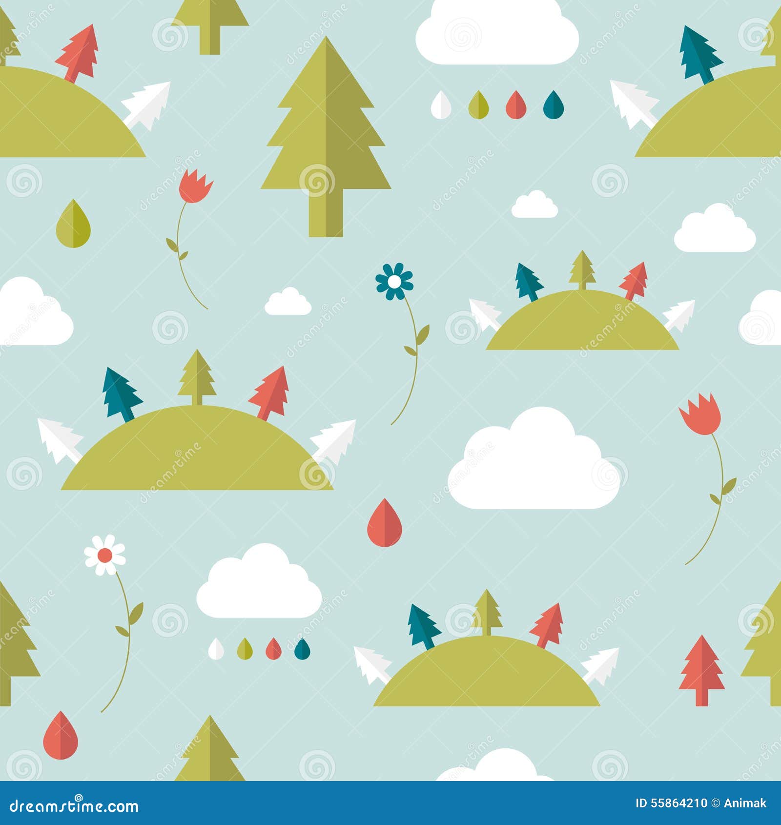 Kids wall paper pattern. stock vector. Illustration of forest - 55864210