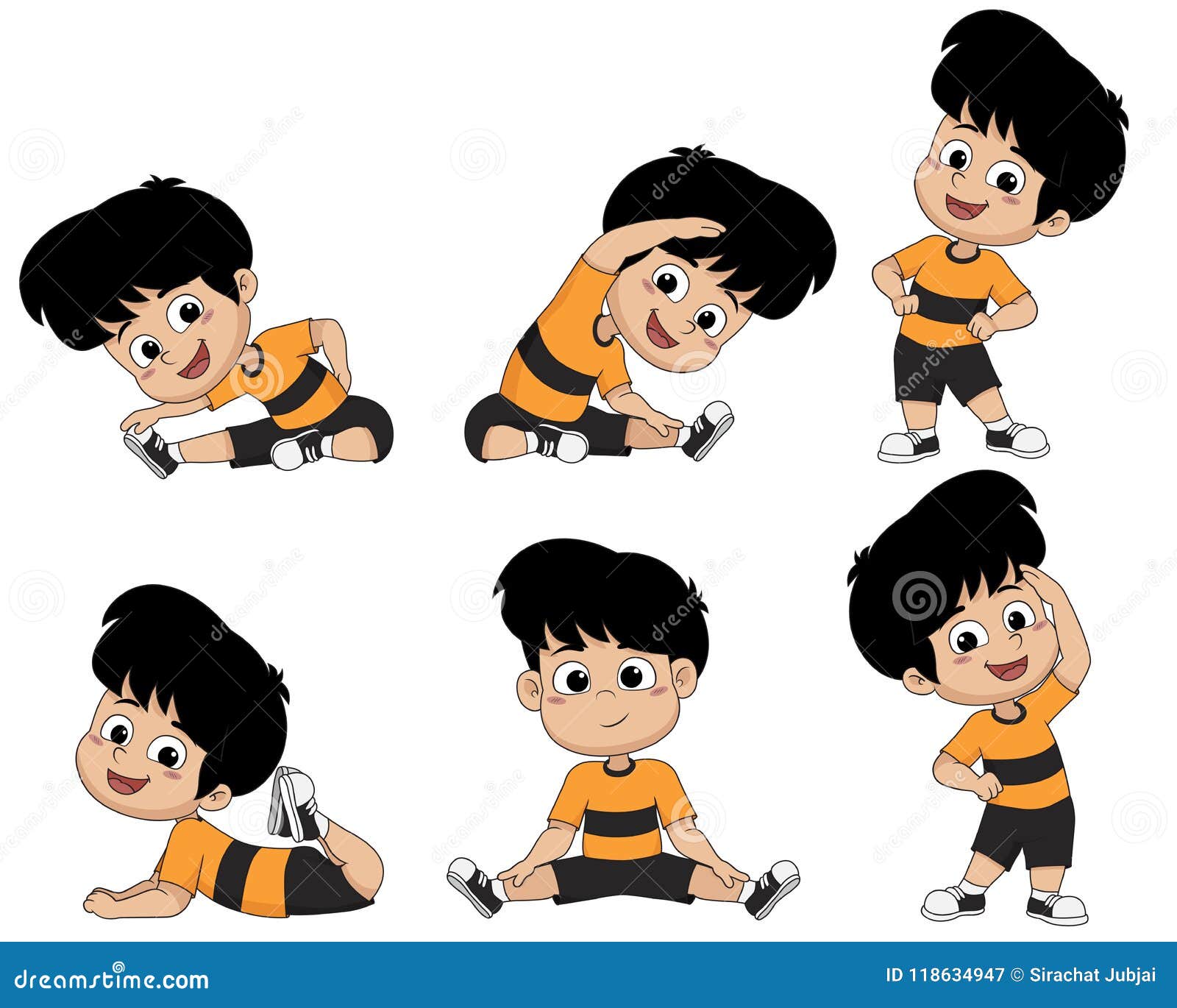 Kids are Warming Up with Different Gestures. Stock Vector ...
